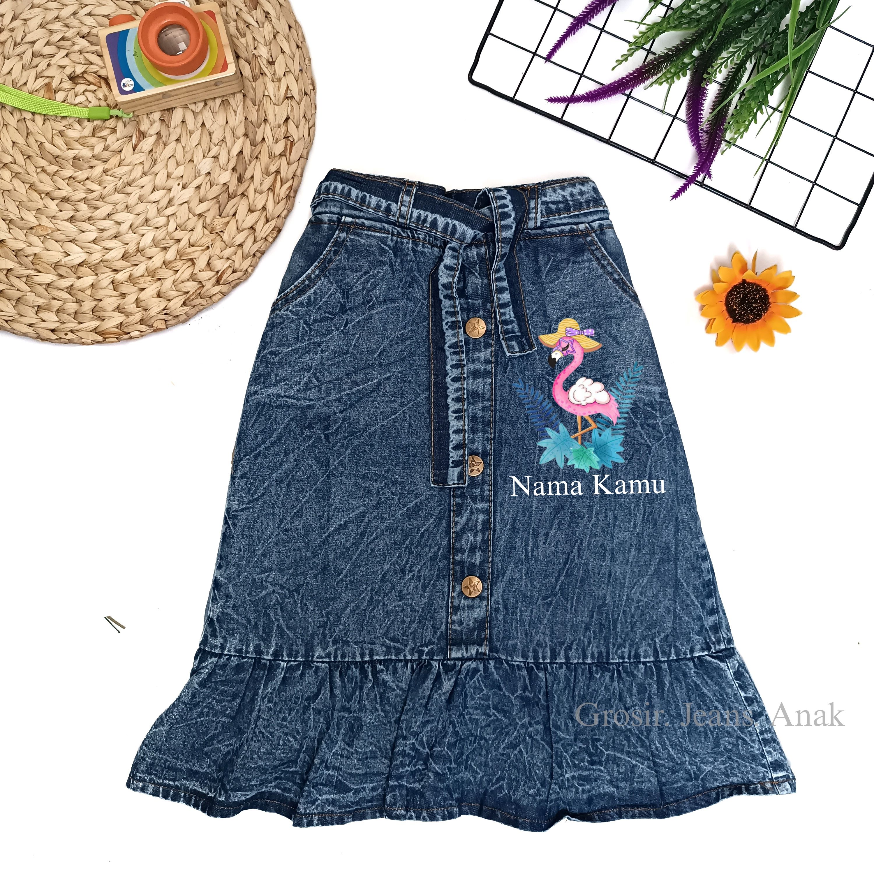 ROK ANAK PEREMPUAN / ROK JEANS ANAK CUSTOM NAMA / ROK PANJANG ANAK 2-12 ...