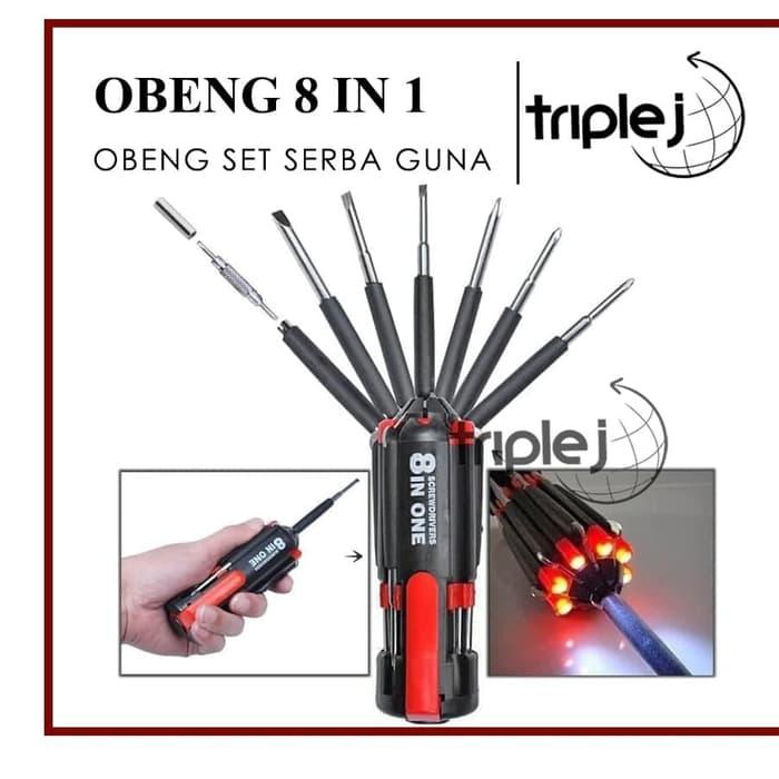 Obeng 8in1 dengan Senter / Obeng Set plus led / Obeng full set 8 MURAH ...