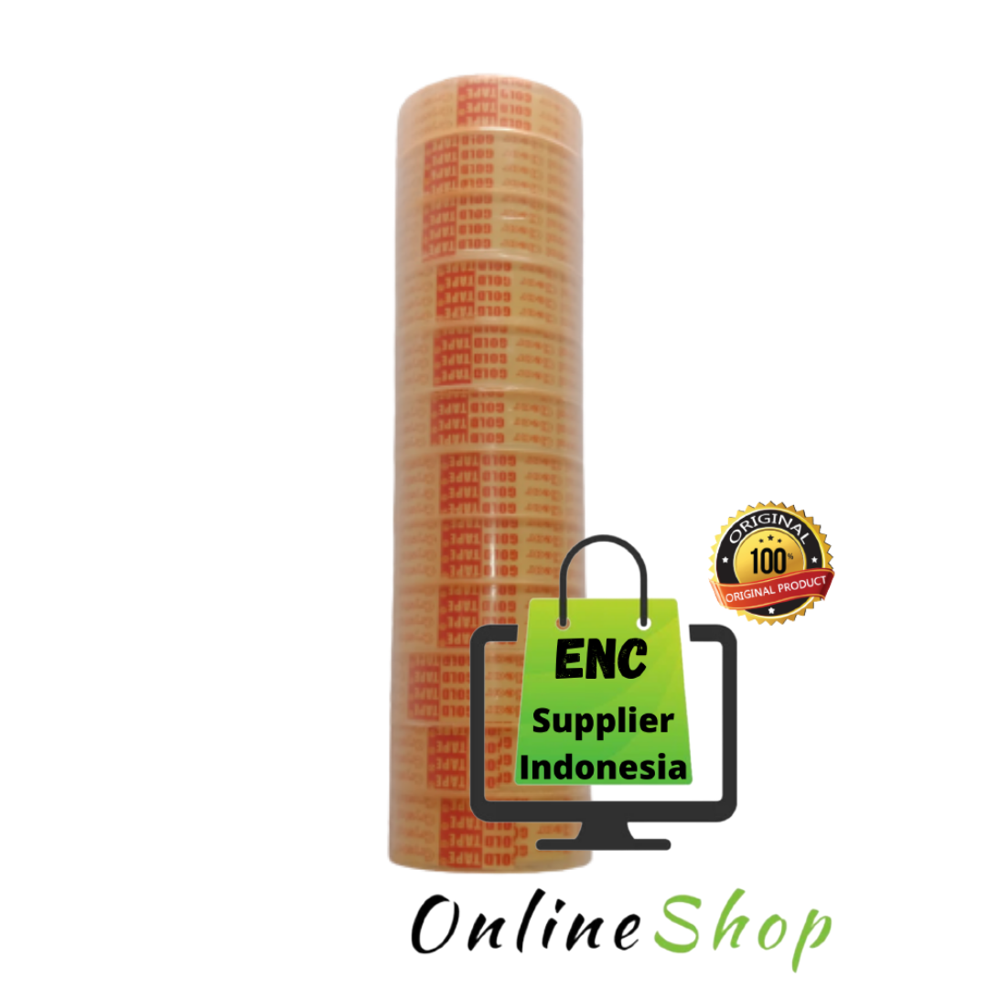goldtape 1 buah Selotip transparan isolasi kado Bening Kecil gold tape ...