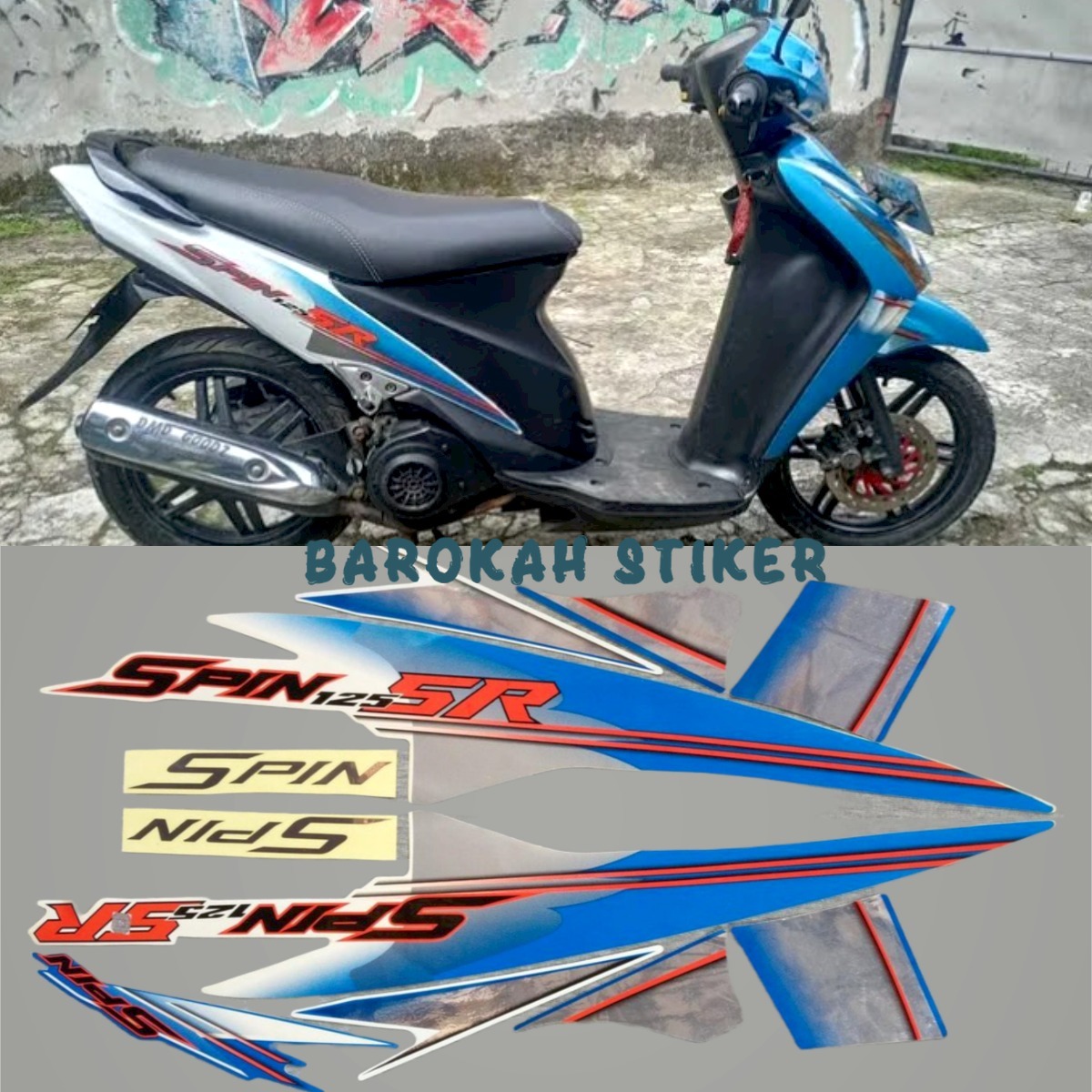 Striping Stiker Polet motor Suzuki spin sr 125 2007 2008 biru putih ...