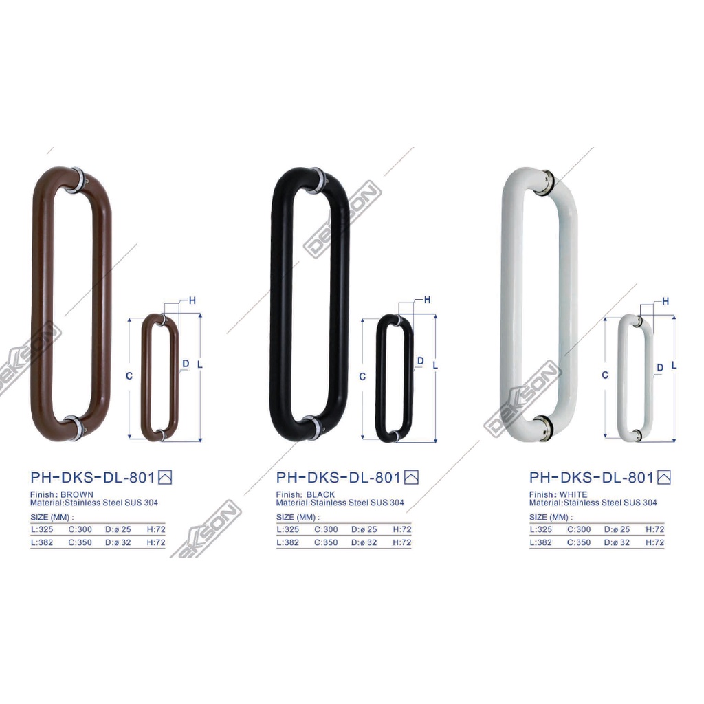PULL HANDLE DEKKSON DELUXE PH DL801 25X325X300 BLACK BROWN WHITE AS 30 ...