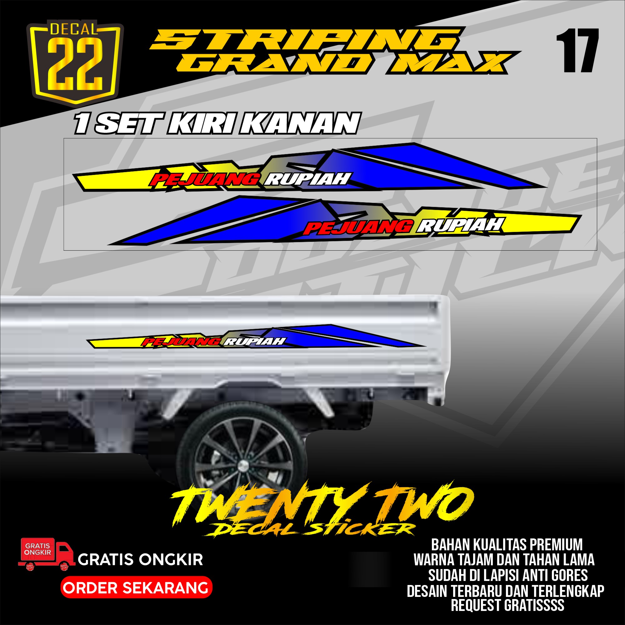 STRIPING STICKER STIKER PICK UP GRANMAX STIKER MOBIL DAIHATSU PICKUP ...