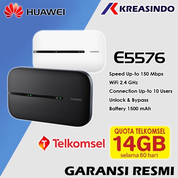Huawei E5576 Mifi Router Modem Wifi 4G Free Telkomsel 14Gb | Lazada ...