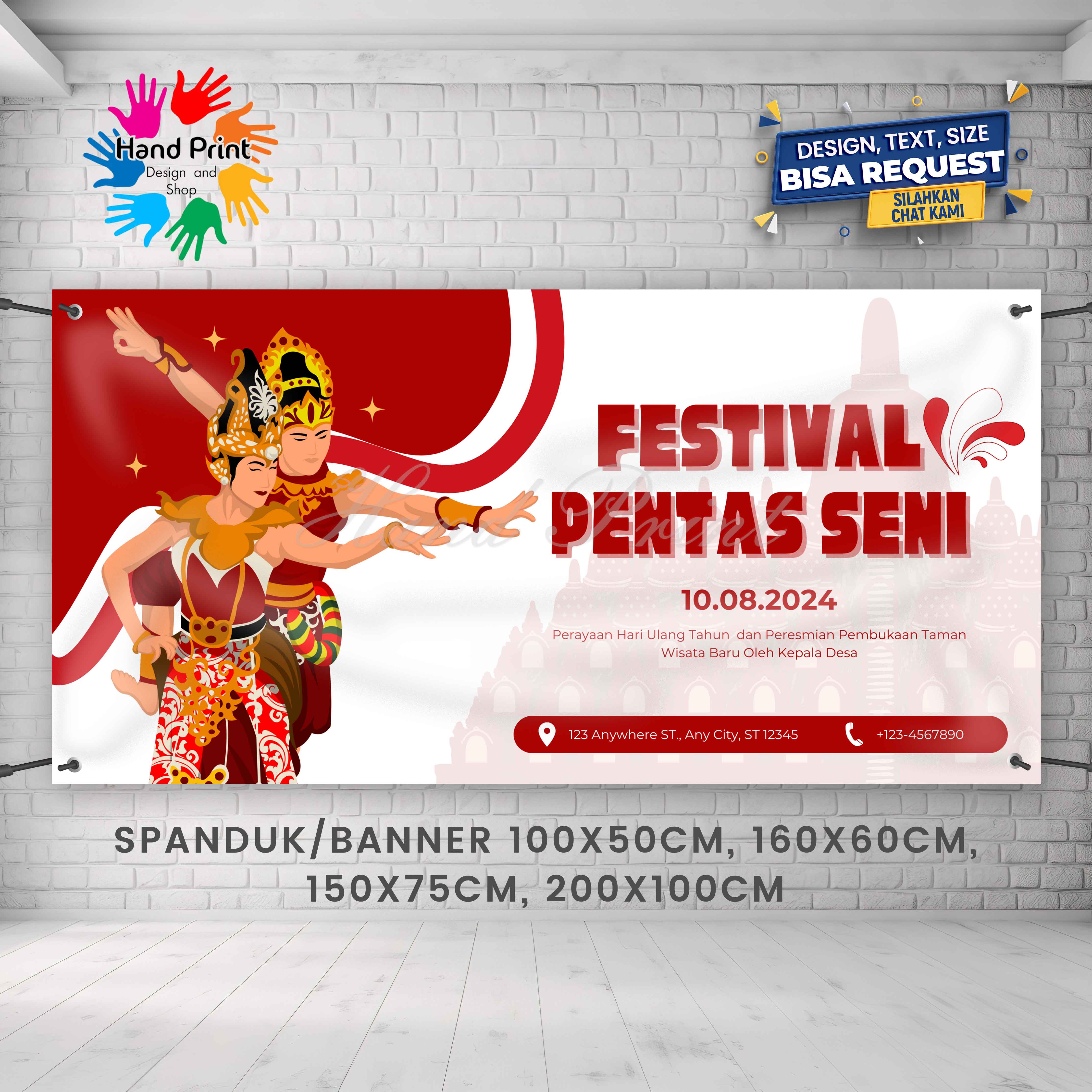Cetak Spanduk Banner Pentas Seni Acara Sekolah Merah MMT Spanduk Custom ...