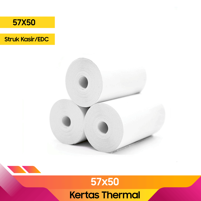 KERTAS THERMAL 58MM 57X50 isi 5 ROLL KERTAS PRINTER THERMAL KERTAS ...