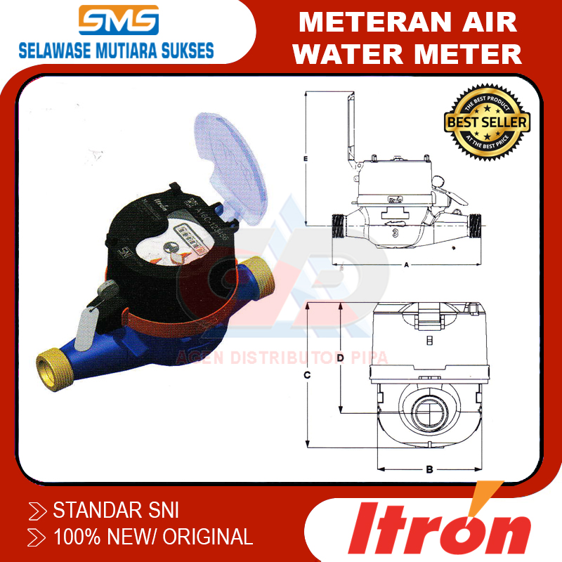 Water Meter/ Meteran Air 15mm Kuningan ( ½ inch ) SNI Merk ITRON | Lazada Indonesia