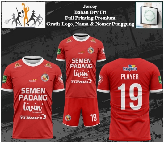 Jersey SEMEN PADANG Home 2023 2024 Full Printing Premium Free Nama & No ...