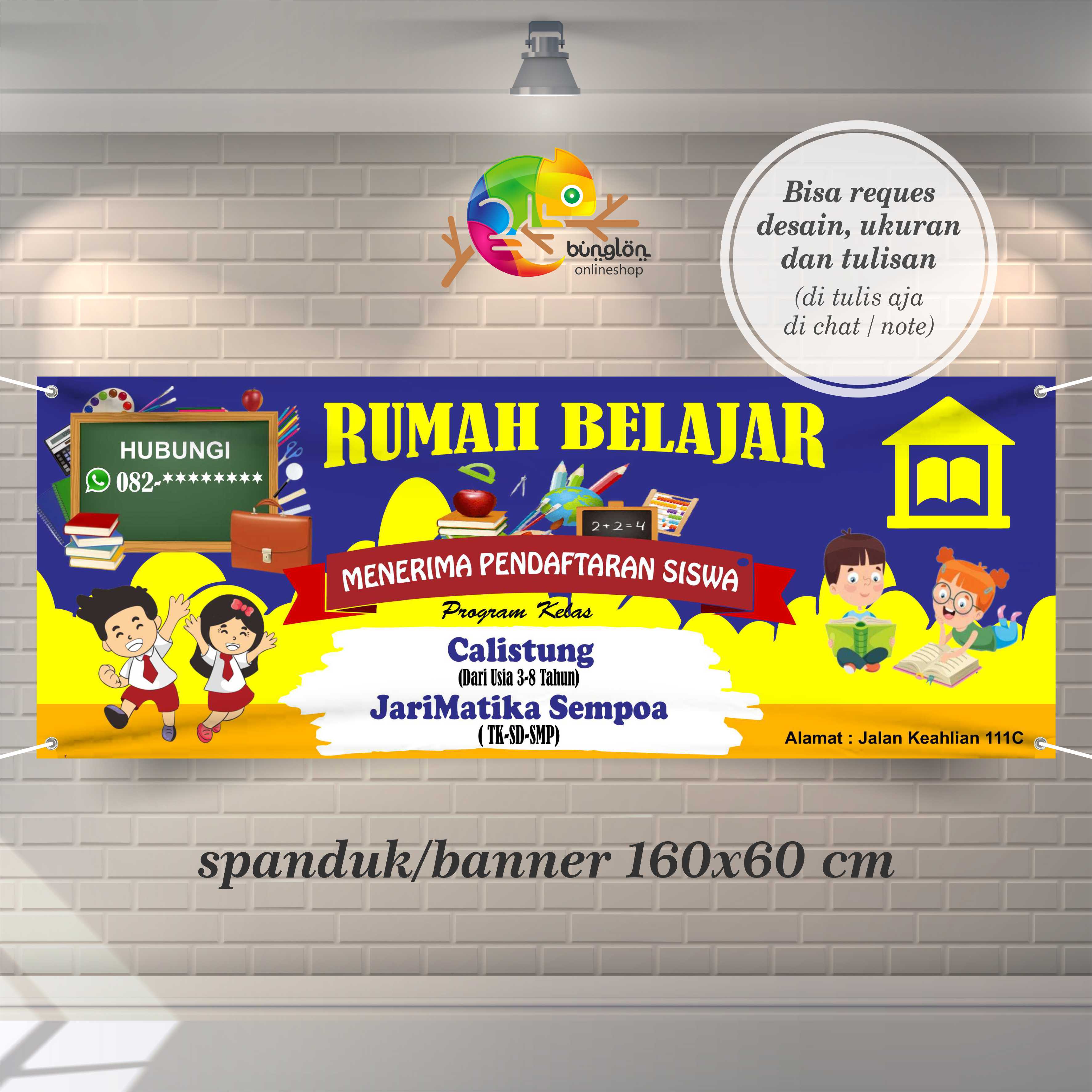 MMT 160x60 Cm Spanduk Banner Rumah Belajar, Bimbel Bimbingan Belajar | Lazada Indonesia