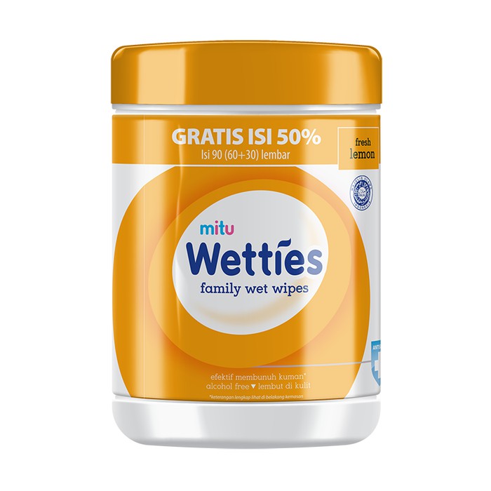Mitu Wetties Tisu Tissue Basah Antiseptic 90 Pc Botol Family Wet Wipe ...
