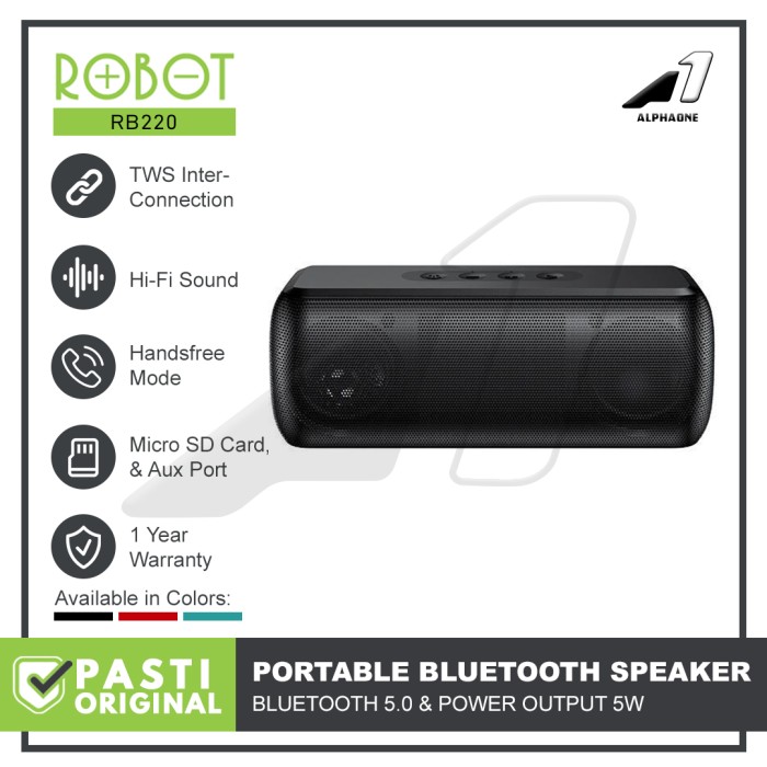 ROBOT Speaker Bluetooth Portable Wireless RB220 (new RB210) TWS BASS ...