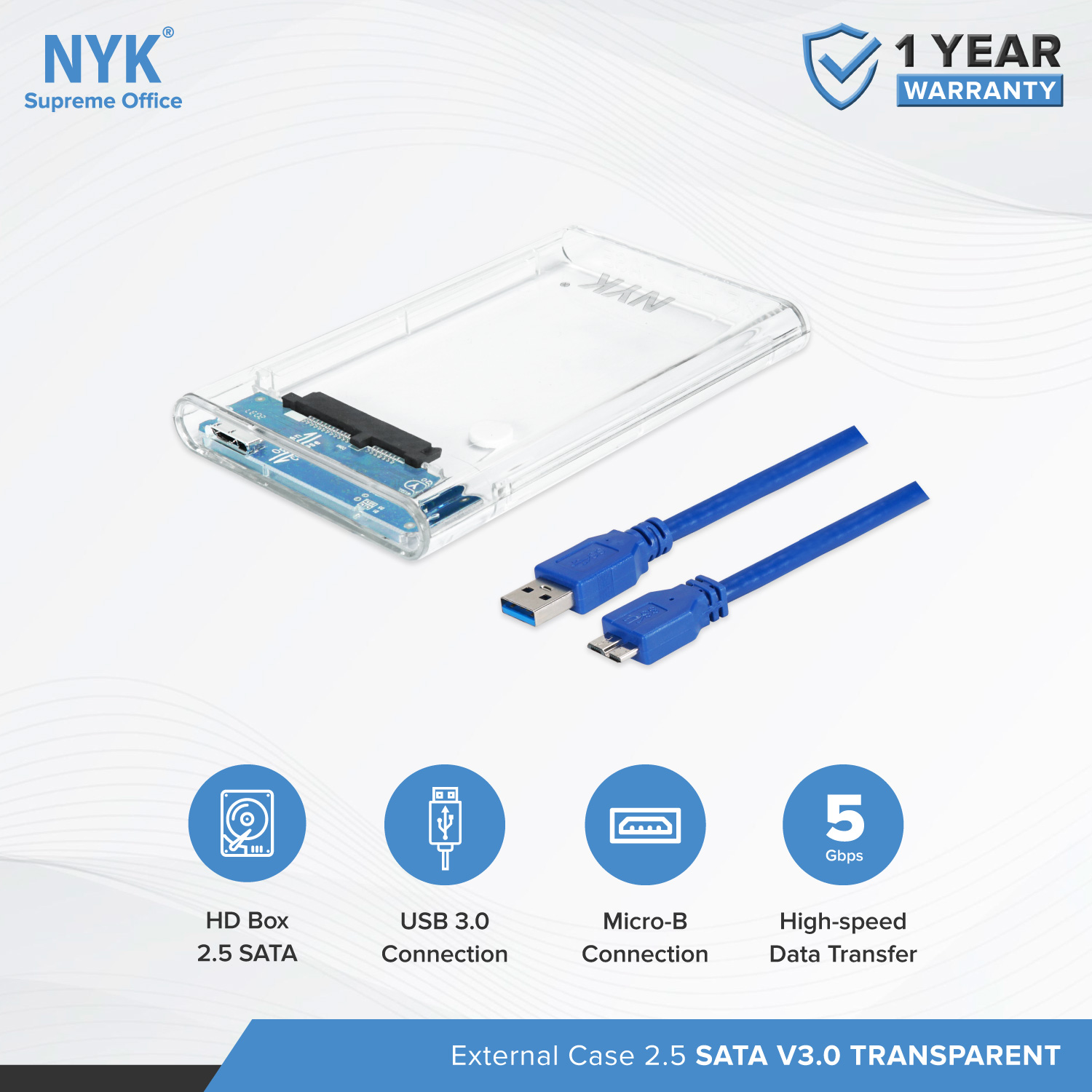 Casing HDD Hardisk Eksternal 2.5 USB 3.0 Transparan NYK external case ...