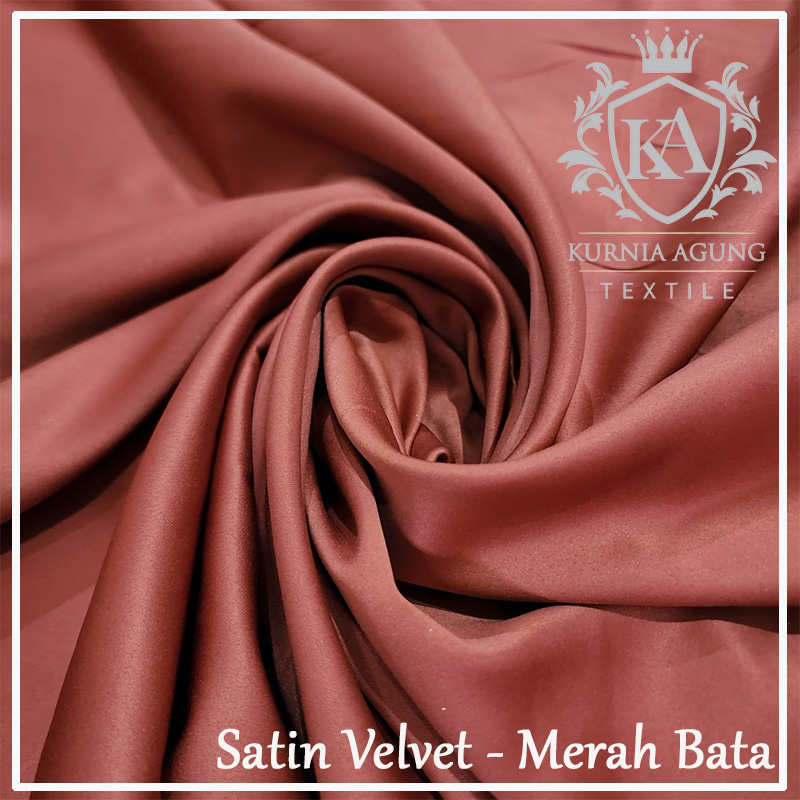 Kain Warna MERAH BATA Teracota Soft Tulle Satin Velvet Bahan Gaun Bahan ...