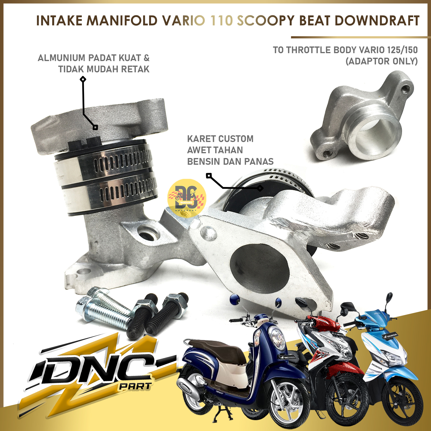 INTAKE MANIFOLD MANIFUL MANIPOL DOWNDRAFT VARIO 110 SCOOPY BEAT UNTUK ...