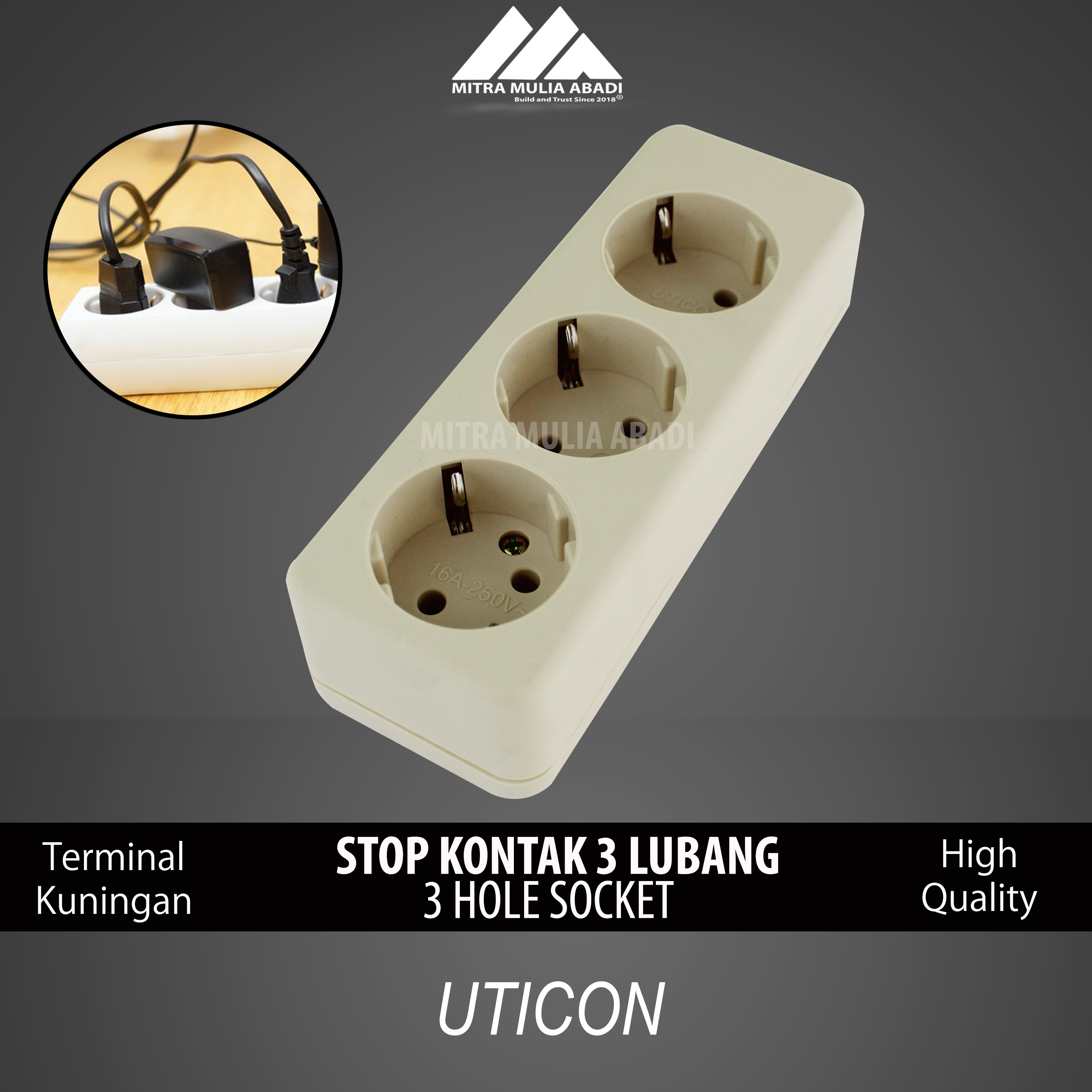 Terminal UTICON Kuningan Stop Kontak 3 Lubang Tanpa Kabel | Lazada ...