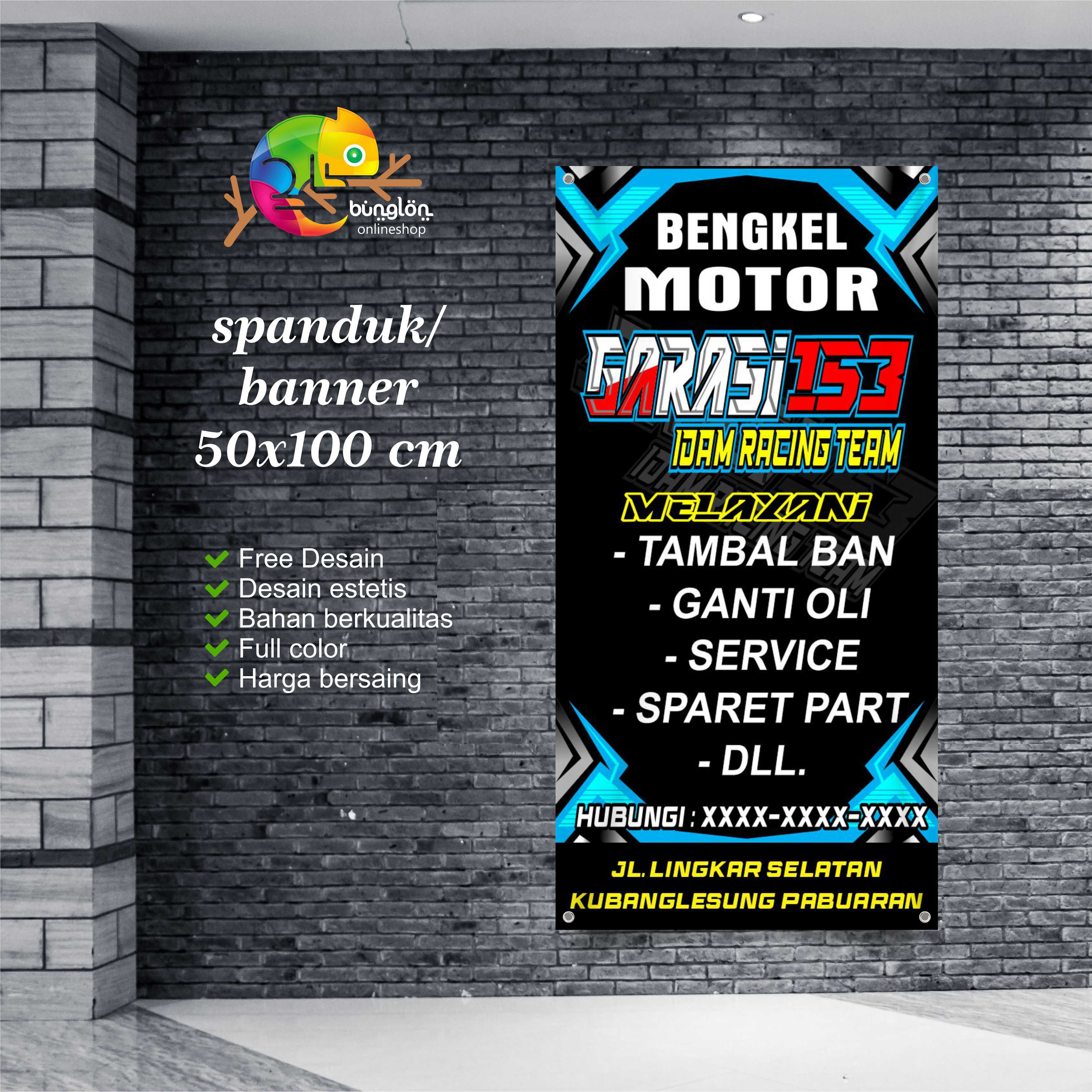 Spanduk Banner 50x100 Bengkel Motor Custom Desain | Lazada Indonesia
