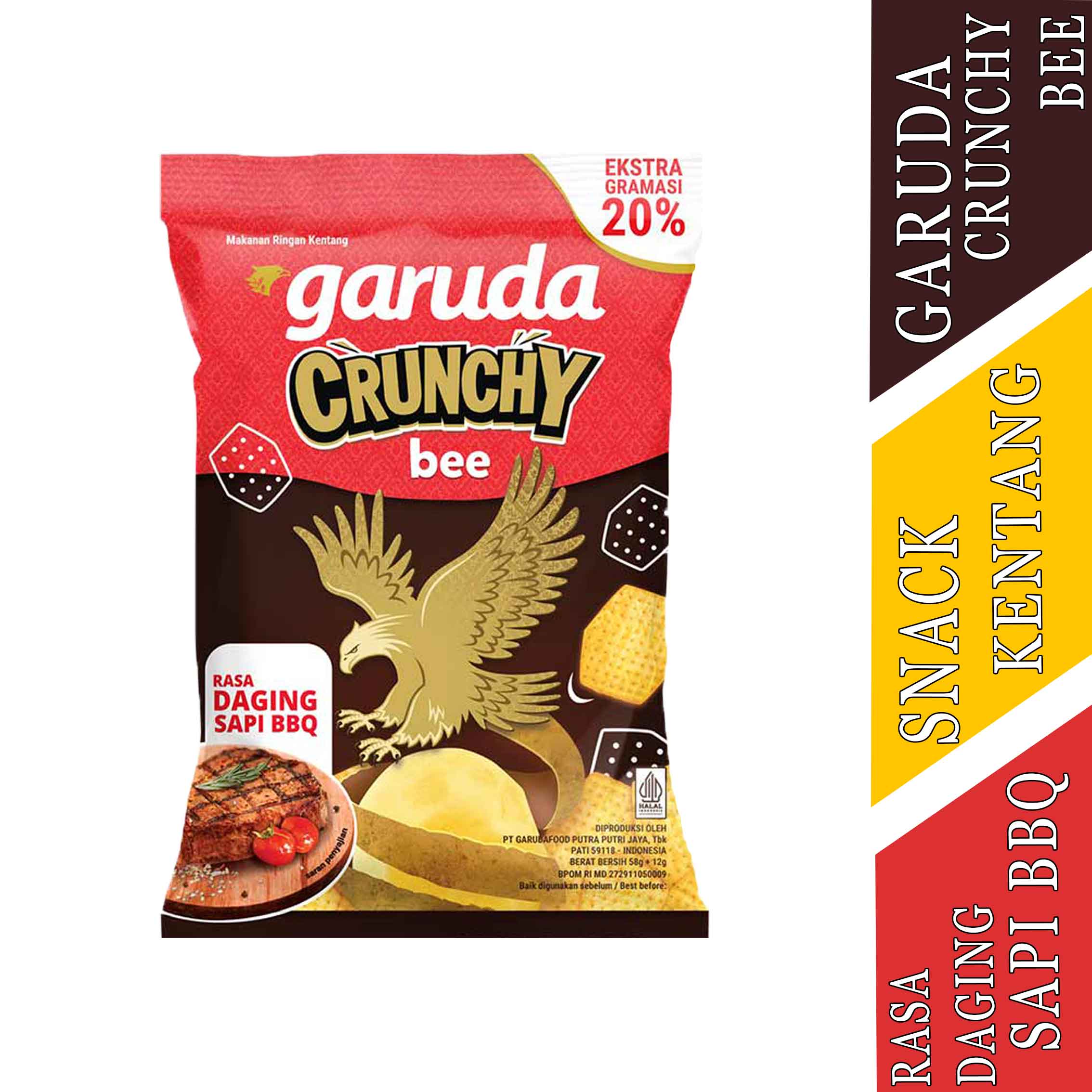 Rasa Daging Sapi BBQ- Garuda Crunchy Bee- Snack Kentang- 58g+12g ...