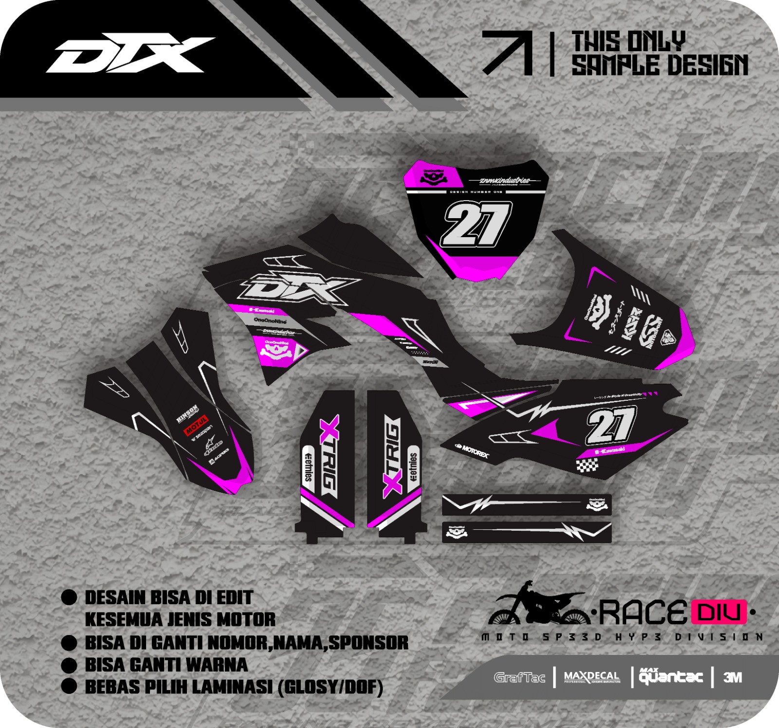 decal stiker klx bf full body bisa custom / decal klx supermoto bebas ...