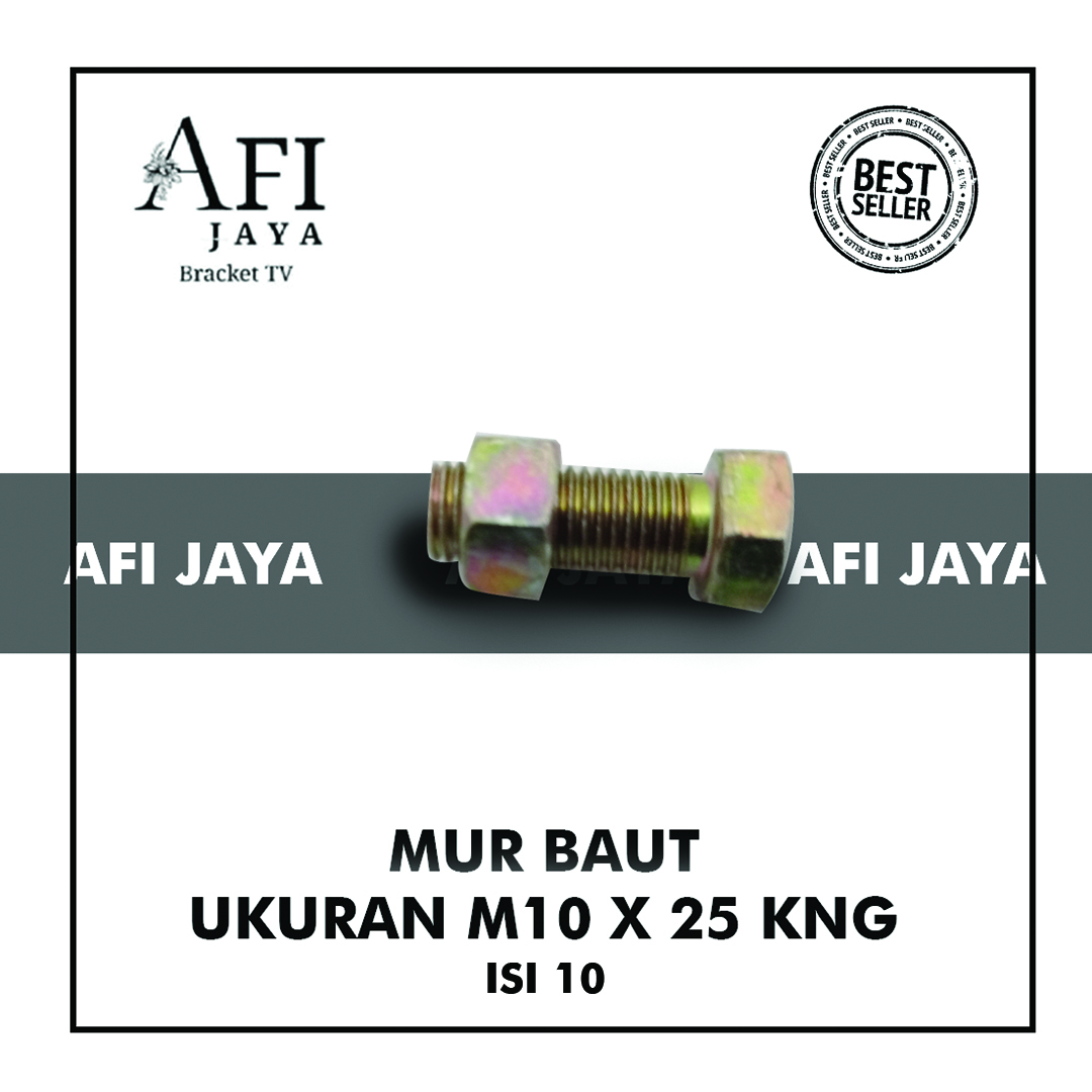 MUR BAUT UKURAN M10 X25MM KUNING (10 PCS)- BAUT MUR M10x25- BAUT KUNING ...