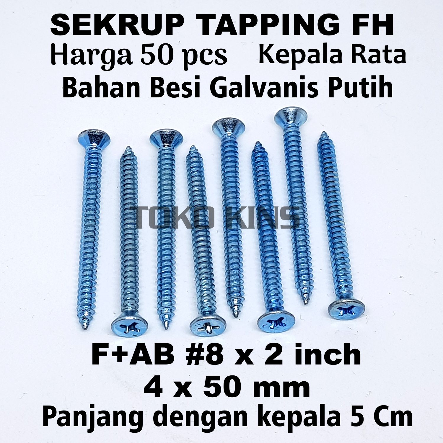 Sekrup FH 8 x 2 " per 50 pcs Tapping FAB 4 x 50 mm Skrup obeng plus ...