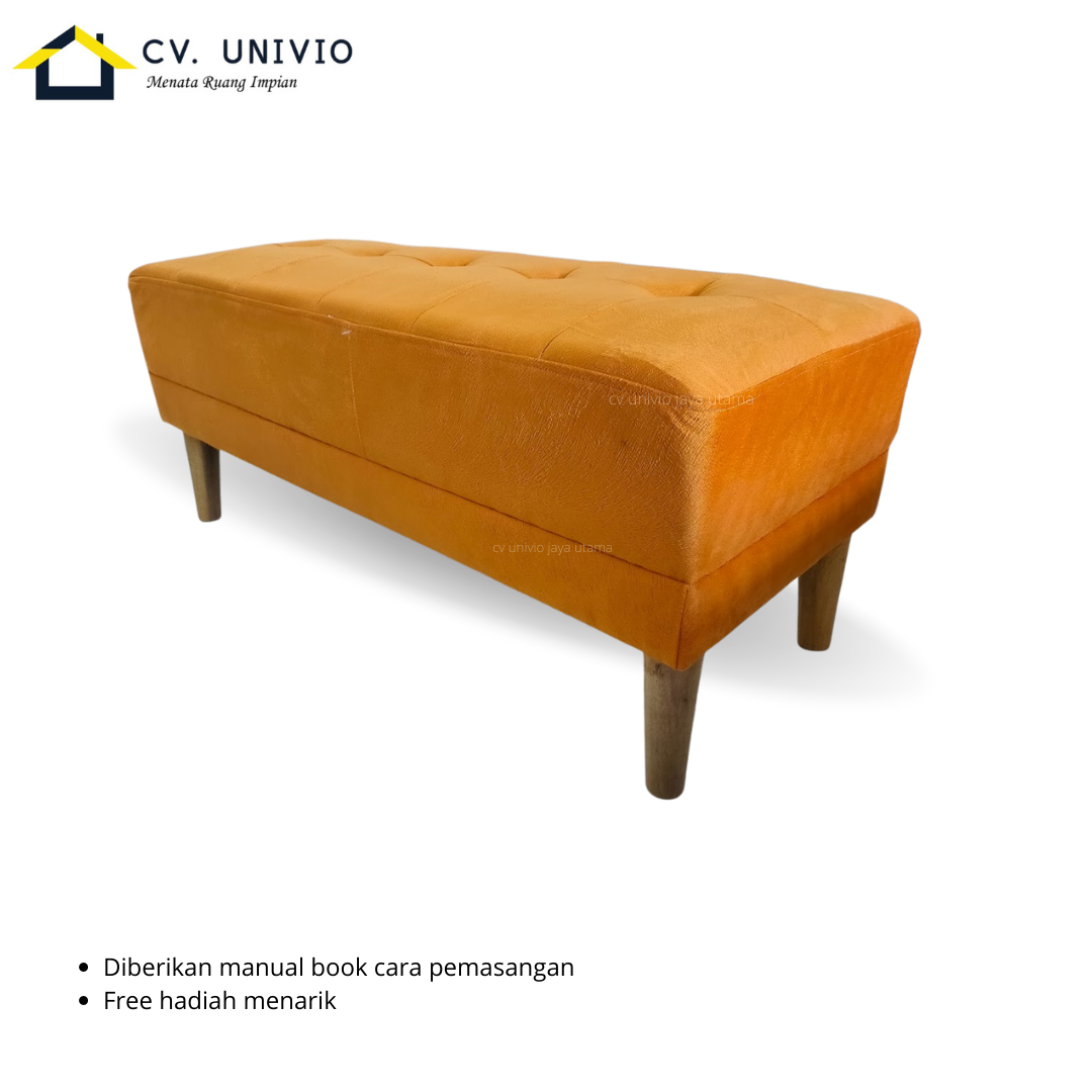 UNIVIO BENCH RETRO Kursi Stool Chair Bench Pouf Persegi Panjang Bludru ...