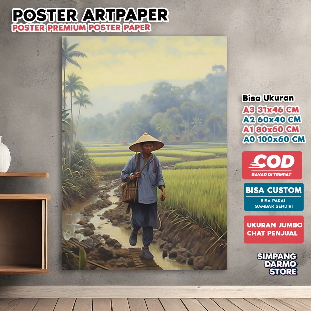 Poster Lukisan Sawah Murah Pemandangan Alam bisa cetak custom Tersedia ...