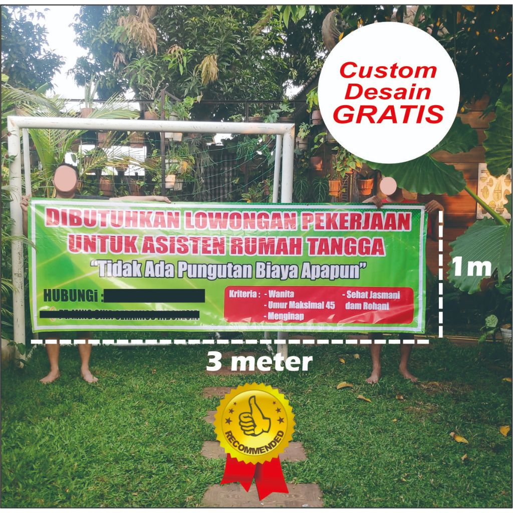 BANNER SPANDUK UKURAN 300 X 100 CM DESAIN GRATIS CUSTOM | Lazada Indonesia