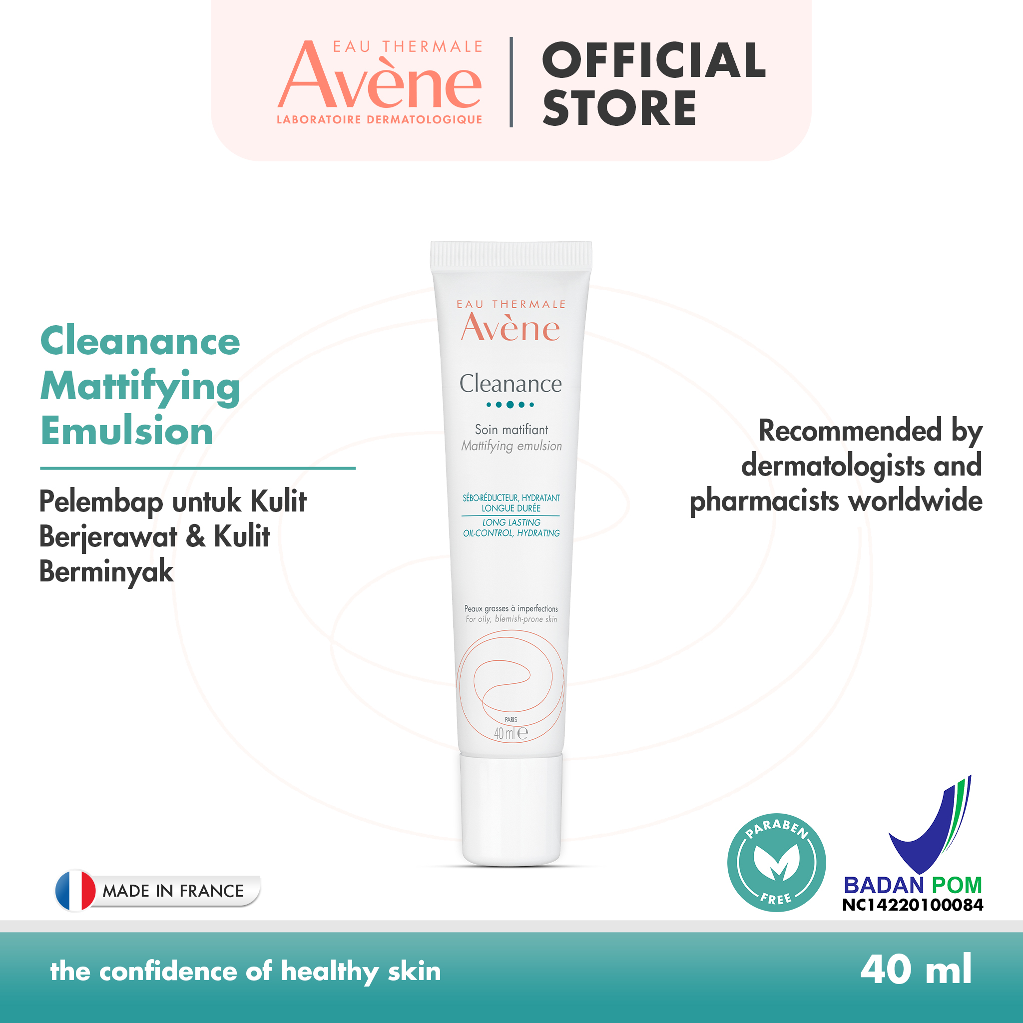 Avene Cleanance Mattifying Emulsion 40 ml - Pelembap untuk Kulit ...