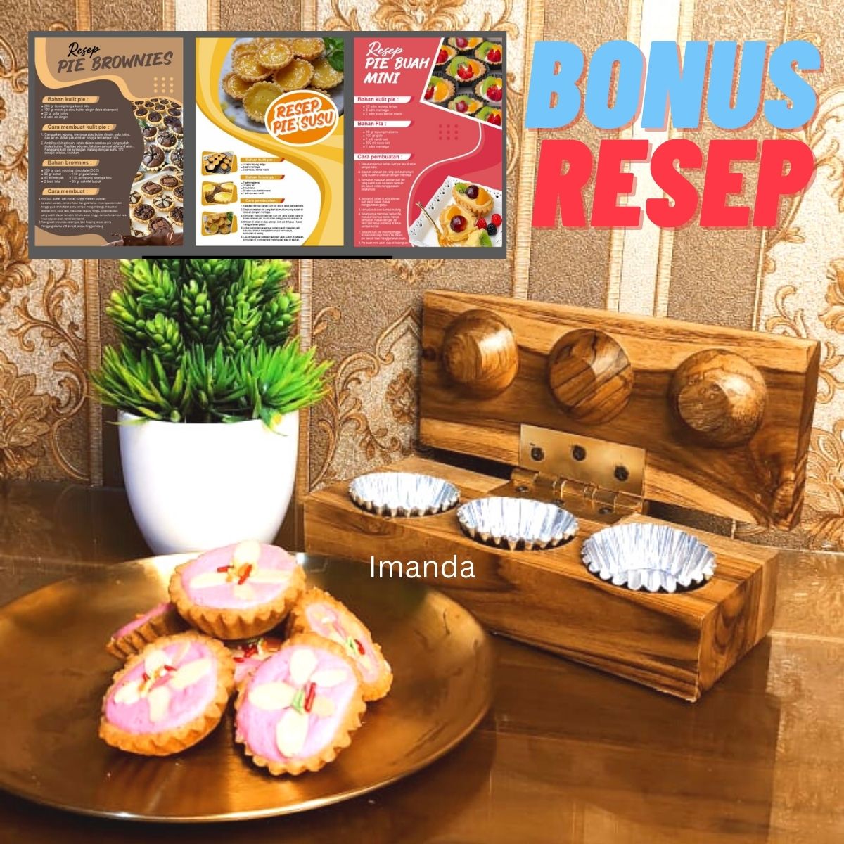 Cetakan Kue Pie Mini Untuk Tipe D dan E Isi 3 Lubang Bahan Kayu Jati ...