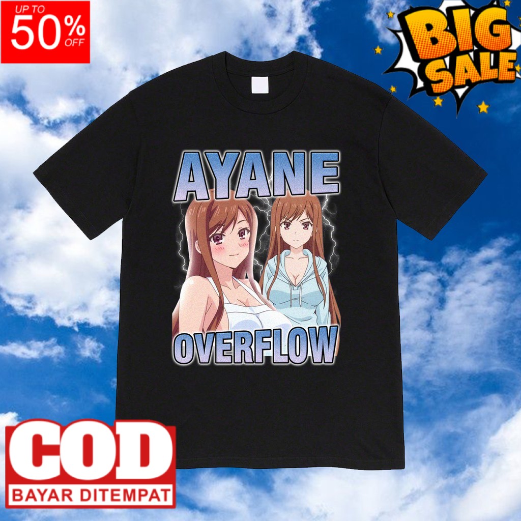 [BISA COD] BAJU Overflow | Ayane | Kaos Hitam | Anime Fandom Merch BAJU ...