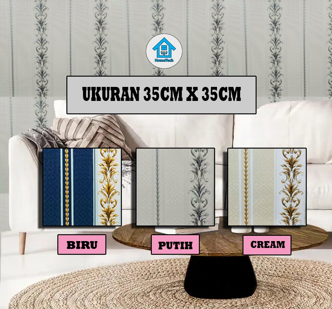 HT Wallpaper Batik 3D Motif Bunga Garis Lurus Wall paper Aluminium Foil ...