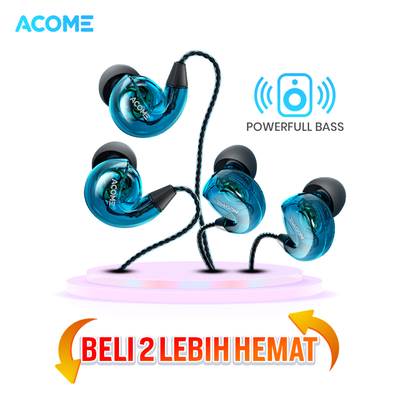 ACOME 3D Subwoofer Headphones Powerfull Bass Transparent Black Wire ...