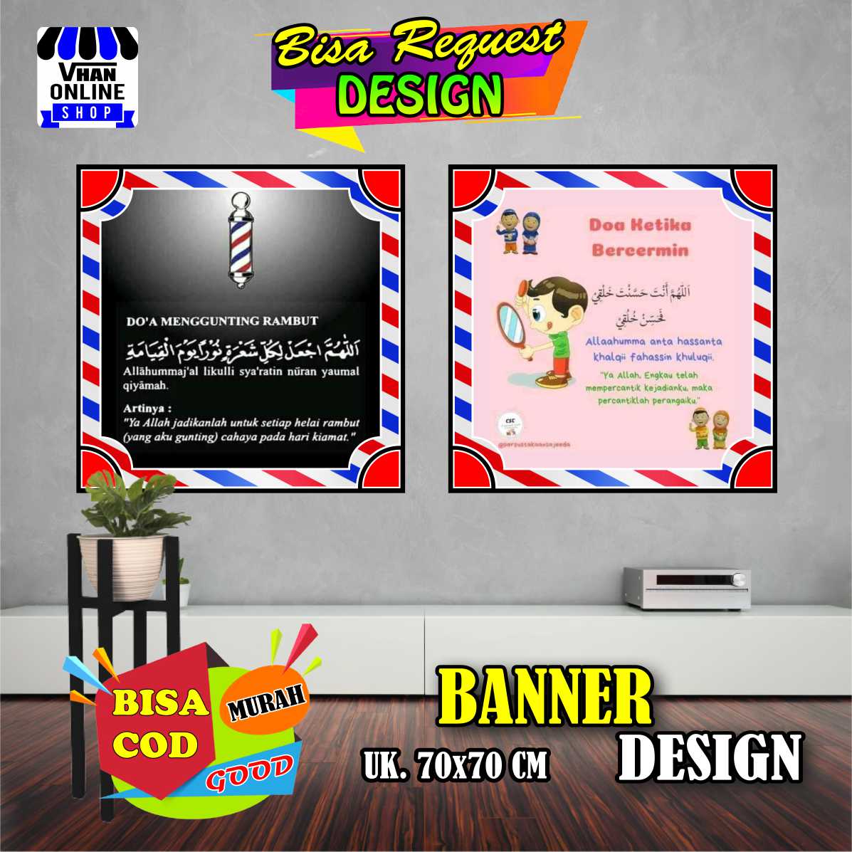 Spanduk Banner Do'a Pangkas Rambut, Do'a Memotong Rambut, Dapat 2 pcs ...