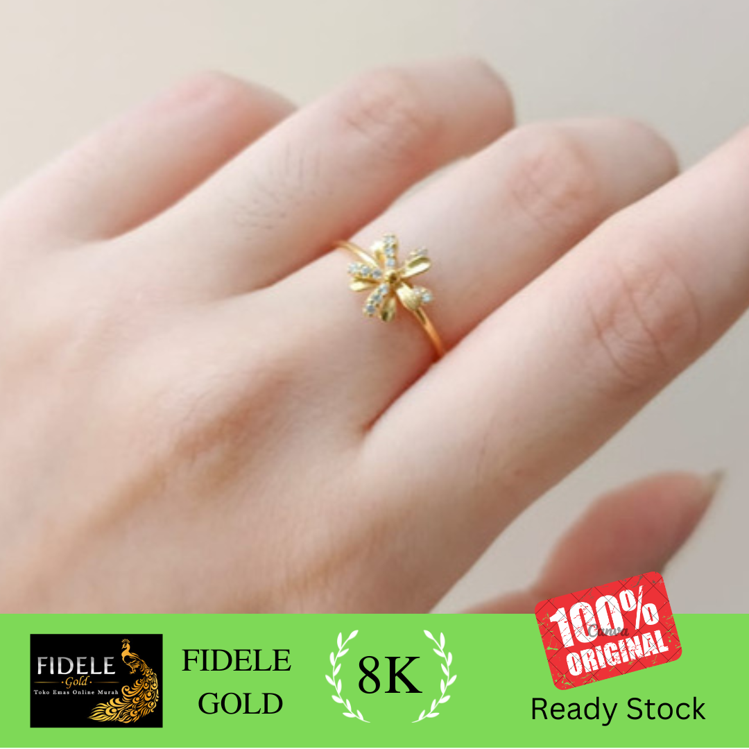 CINCIN BUNGA PERMATA CANTIK CINCIN EMAS RINGAN MURAH EMAS MUDA | Lazada ...