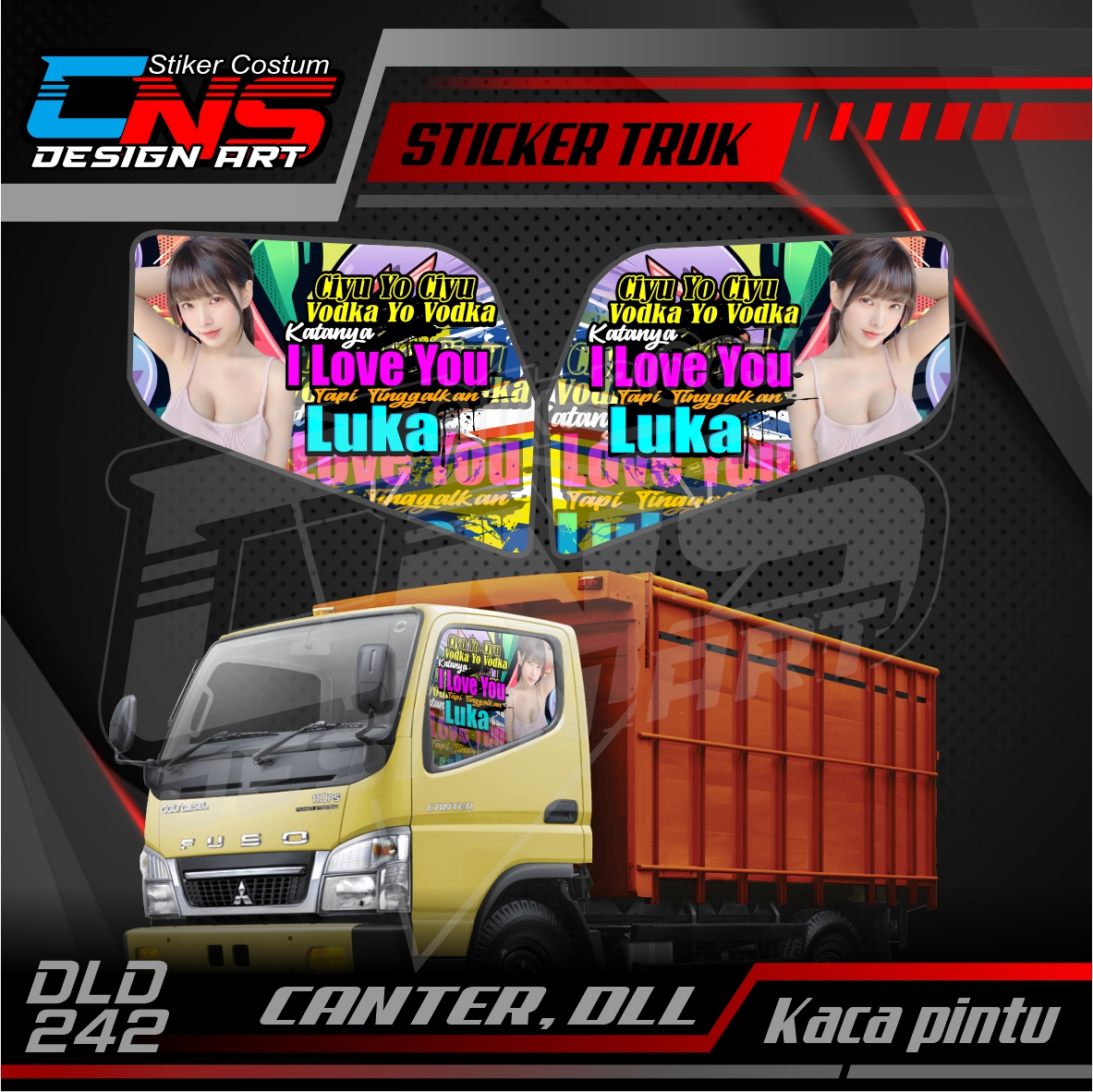 Stiker Kaca Pintu Depan Truk CANTER Custom Foto Cewek Cantik Hijab ...