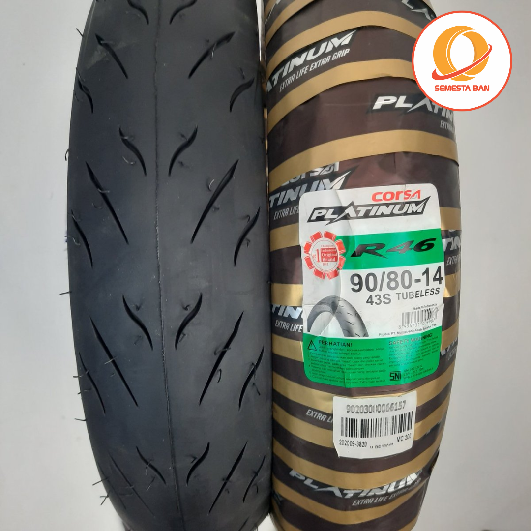 SEPASANG BAN LUAR MOTOR MERK CORSA R46 SOFT COMPOUND RING 14 TUBELESS ...