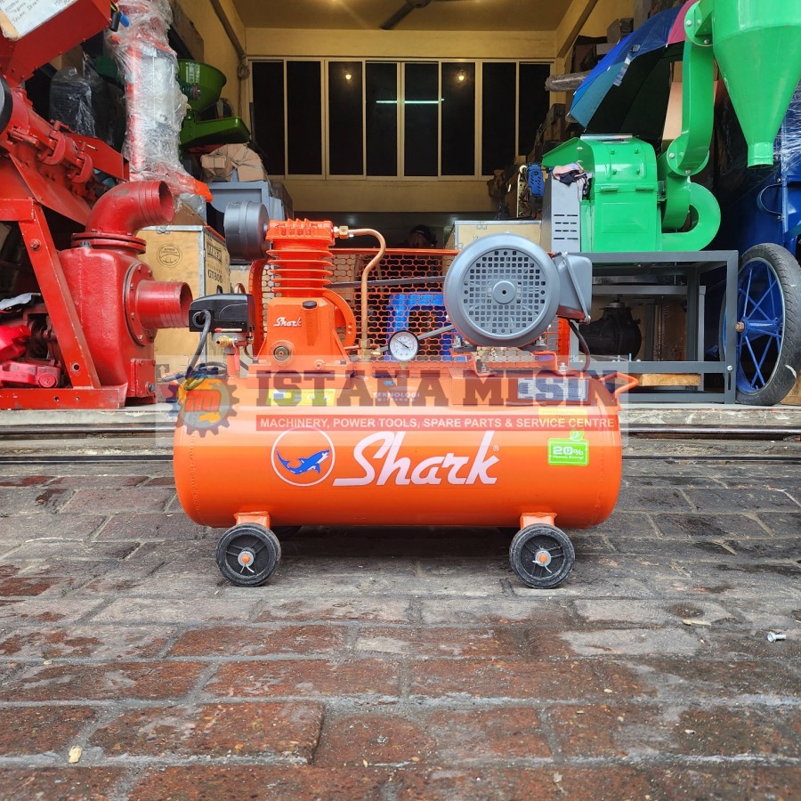 MESIN KOMPRESSOR ANGIN UDARA SHARK 1/4HP 1 PISTON COMPLETE MOTOR ...