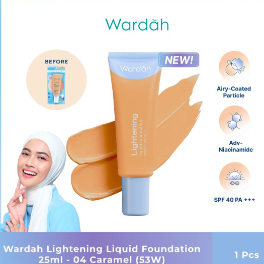 WARDAH Lightening Liquid Foundation 25ml SPF 30 PA+++ BPOM / Alas Bedak ...