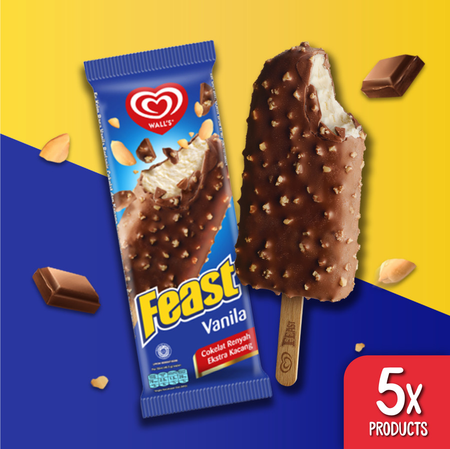 5 Feast Vanilla Ice Cream 65 ml - Es Krim Wall's | Lazada Indonesia
