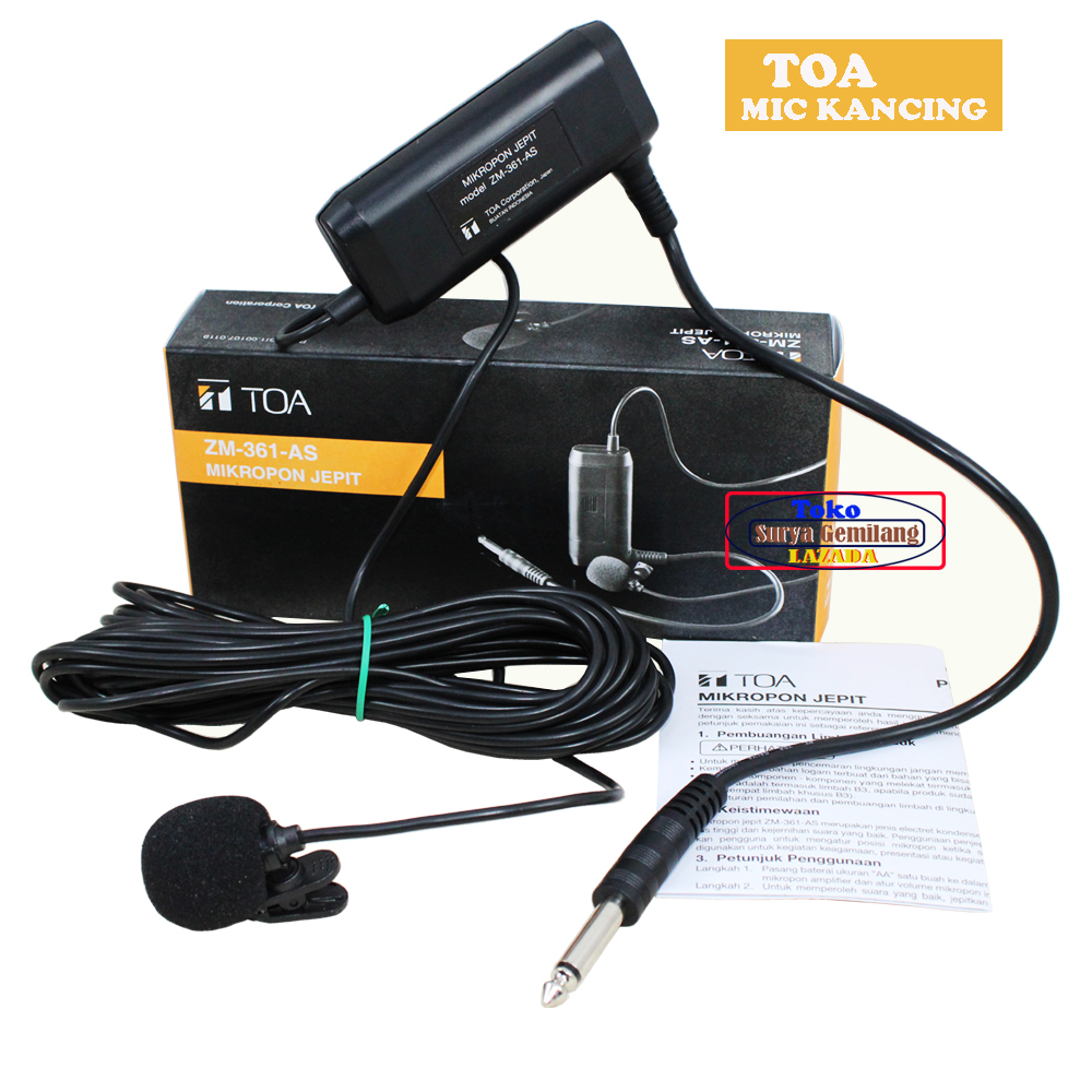 Mic Kancing Clip On Toa ZM-361 Mik Jepit Mikropon Tempel / Mik kabel ...