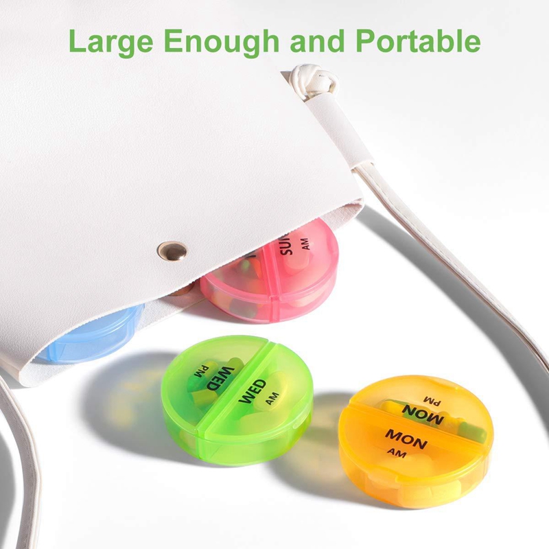 Pill Box Weekly 7 Day Pill Box Organizer Portable Pillbox Mini Pill ...