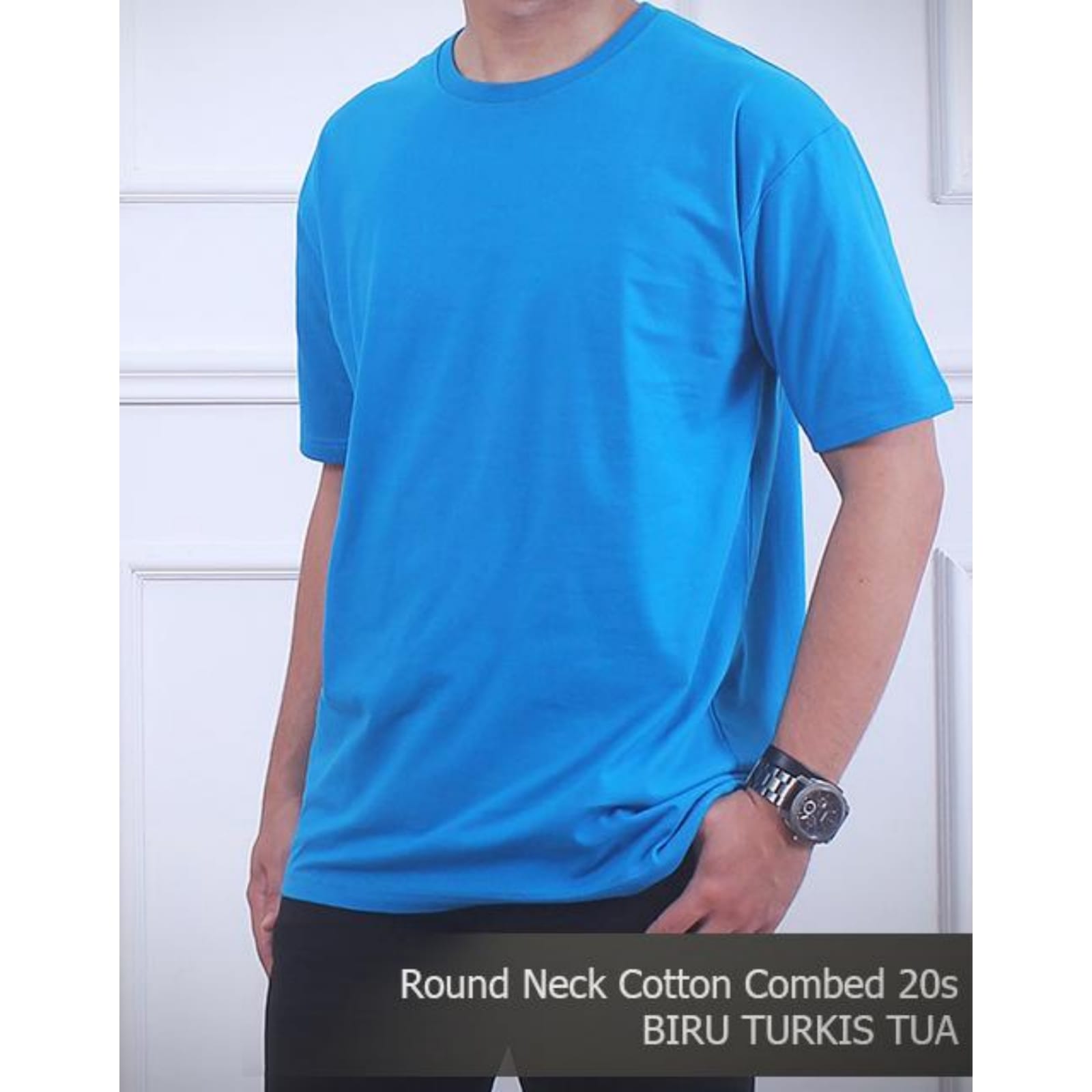 Kaos Polos Cotton Combed 20S - Biru Turkis Tua | Lazada Indonesia