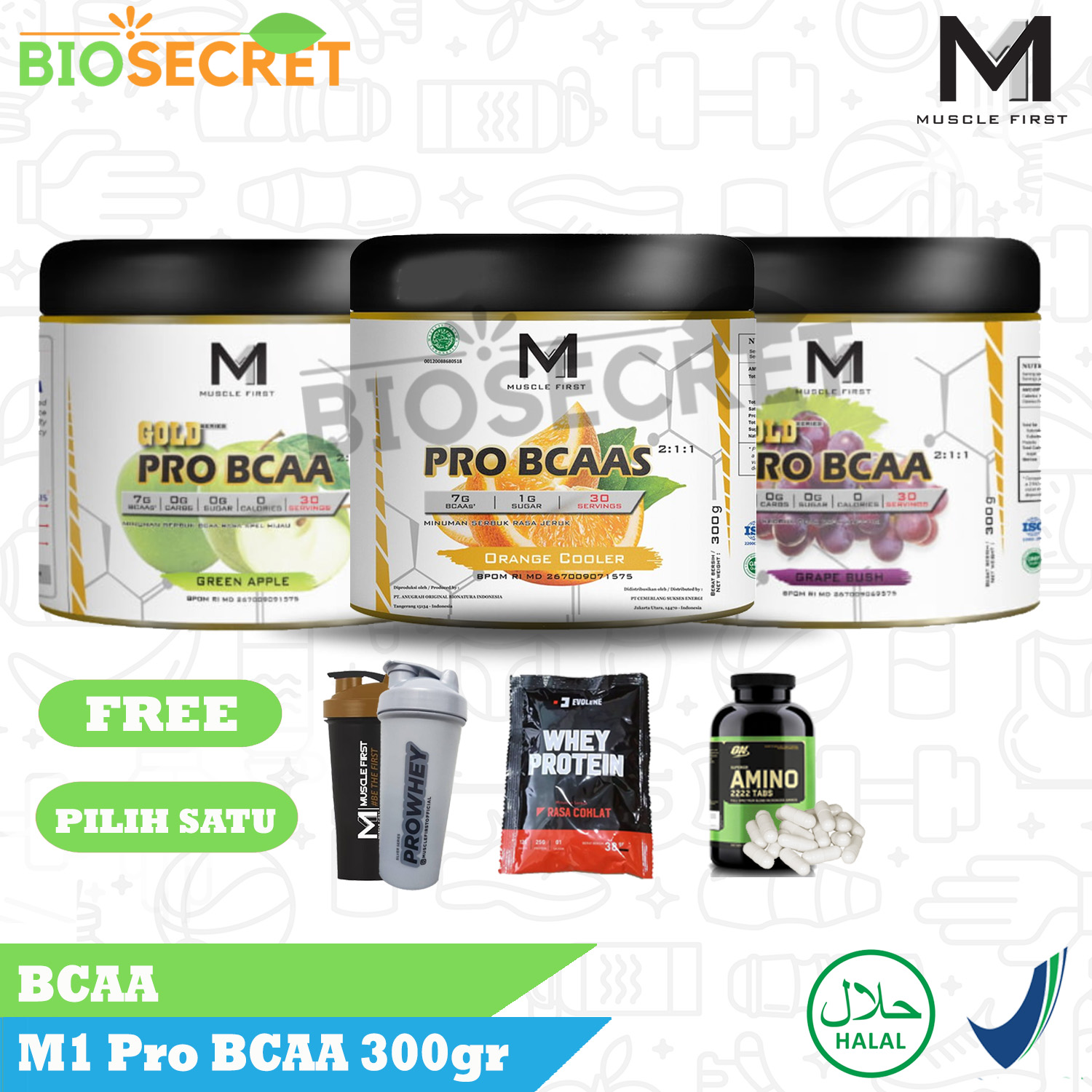 M1 Muscle First Gold Series Pro BCAA 300gr - 30 Servings | Lazada Indonesia