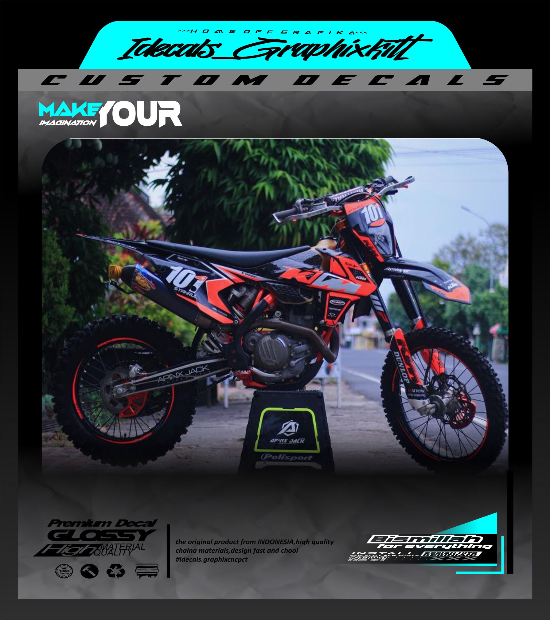 00456 sticker decals fullbody ktm tema gastrack garis orange simpel ...
