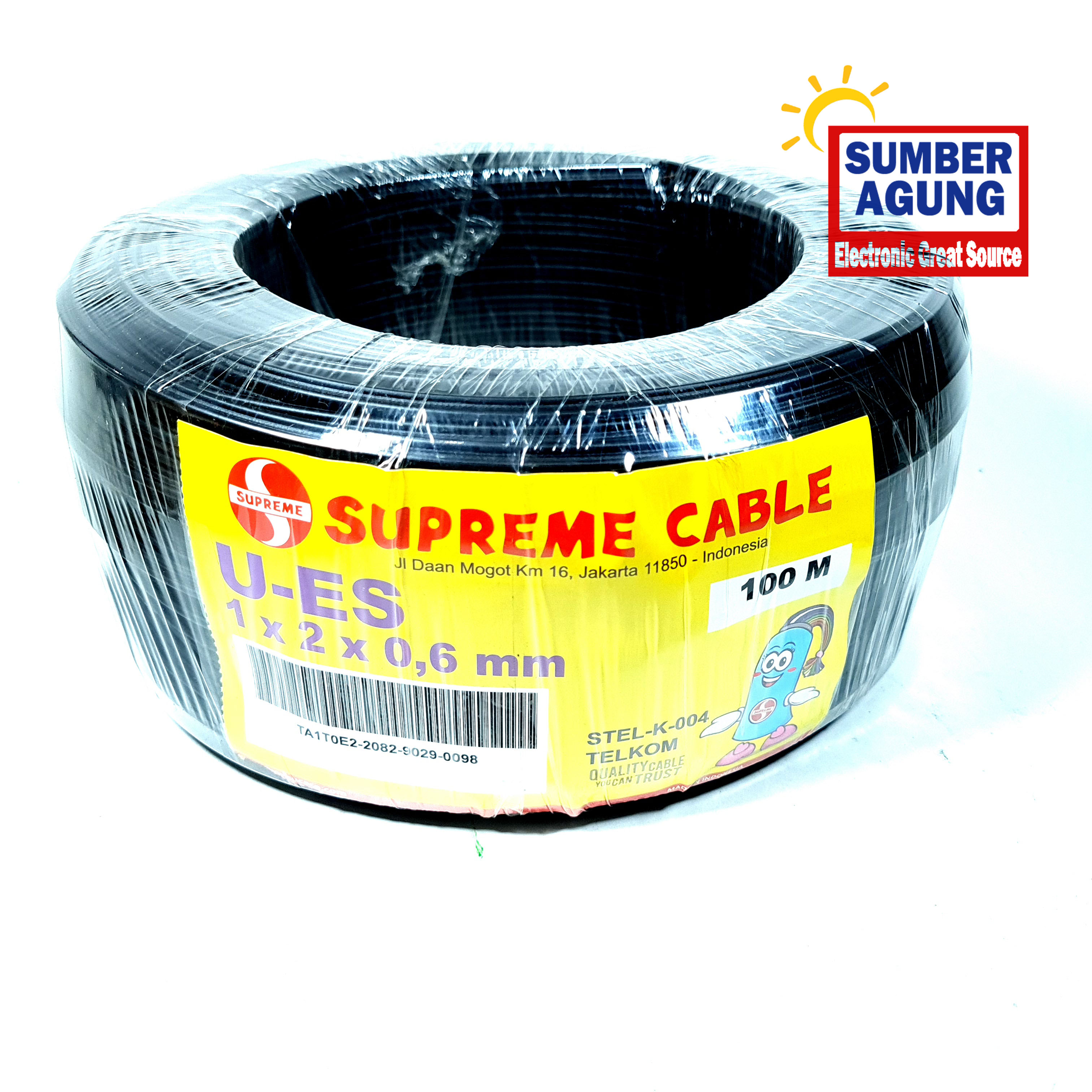 Supreme Kabel Telpon Hitam 100M 100 Meter 100Meter UES 1x2x0.6mm STEL-K-004 TELKOM Cable Tahan ...