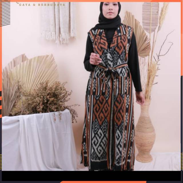 Pakaian Etnik Modern Baju Outher Tenun Indira Outher Tenun Cardigan ...