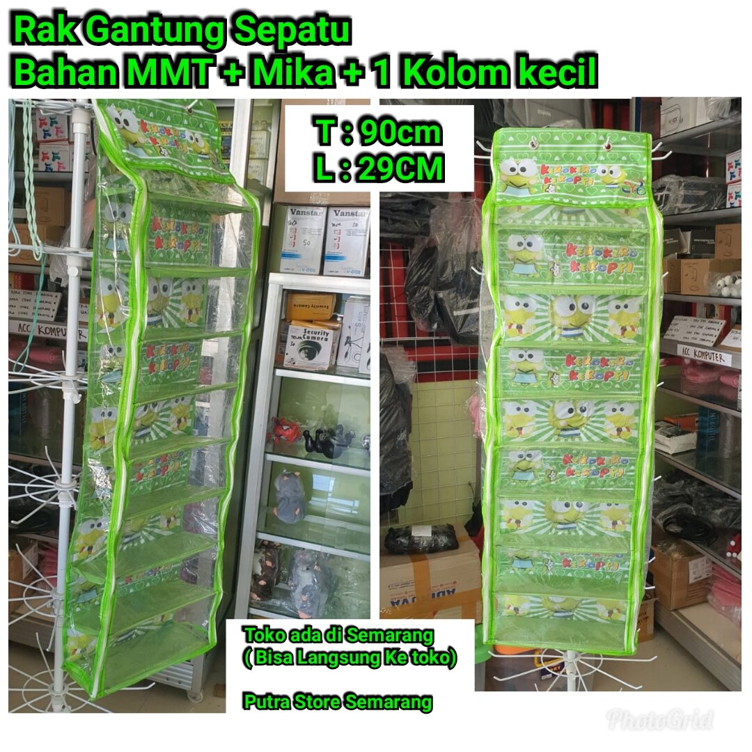 Rak gantung sepatu Bahan MMT + Mika 8 Kolom + 1 Kolom atas Kecil ...