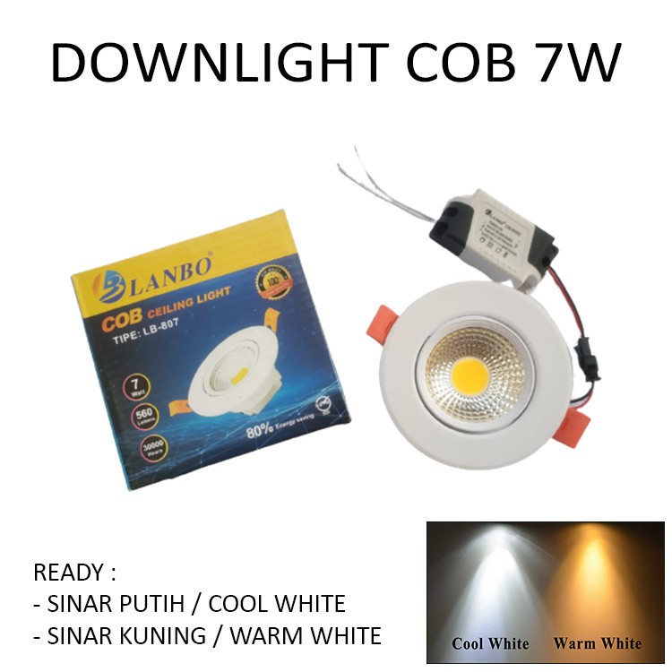 Lampu Downlight LED Spot Sorot kabinet Lemari / Plafon COB 5w - 7w ...