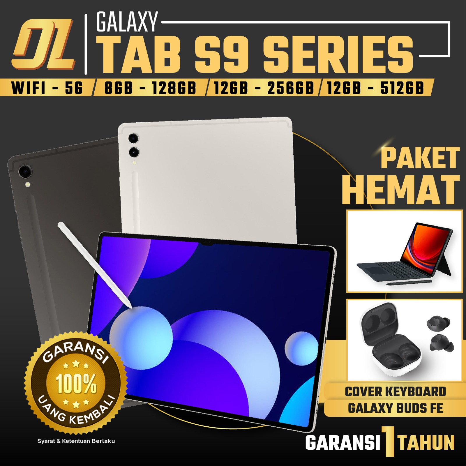 Samsung Galaxy Tablet Tab S9 S9+ Plus S9 Ultra RAM 8 12 128 256 GB Original Garansi Resmi ...