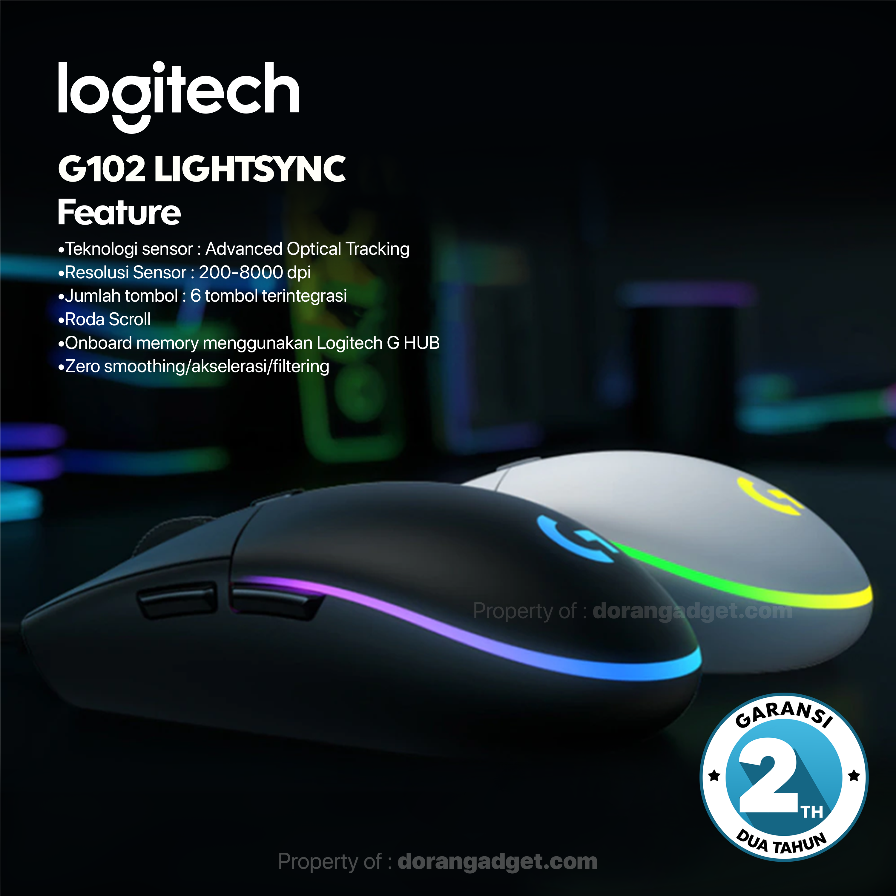 Logitech G102 Lightsync Gaming Mouse Putih | Lazada Indonesia