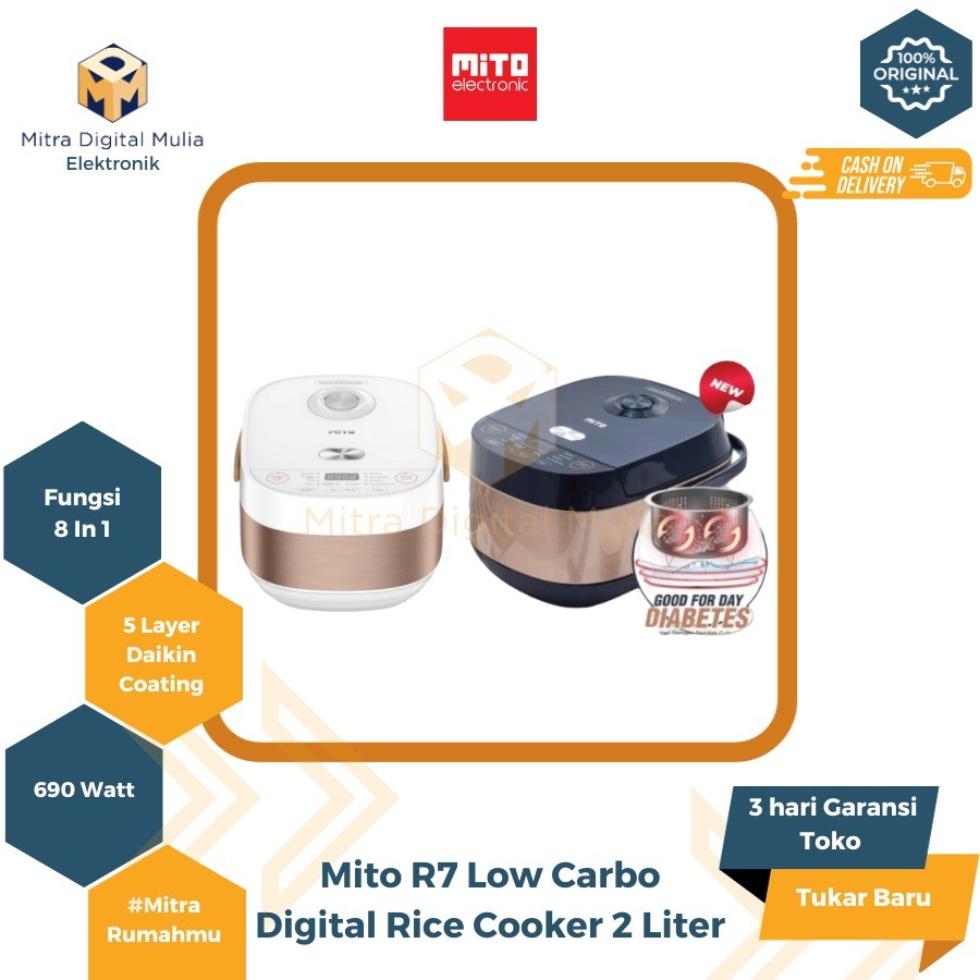 Mito R7 Low Carbo Rice Cooker daikin Coating Bowl 2 Ltr | Lazada Indonesia